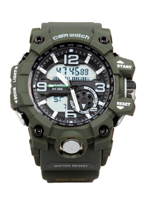 Comwatch Plastik Kordon Analog & Digital Erkek Kol Saati 1523a-ysb - Yeşil Saat | Polis ...